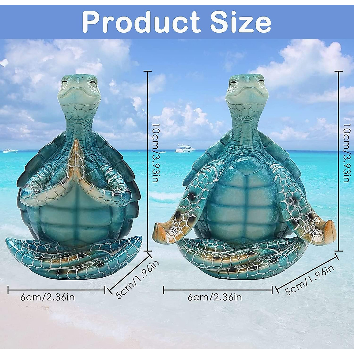 Set of 2 Sea Turtle Yoga Figurines Decorations Summer Meditating Sea Turtle Decor Spring Garden Turtle Crafts,Realistic Sea Turtle Figurines, Sea Turtle Yoga Figurines for Home Office Decorations
