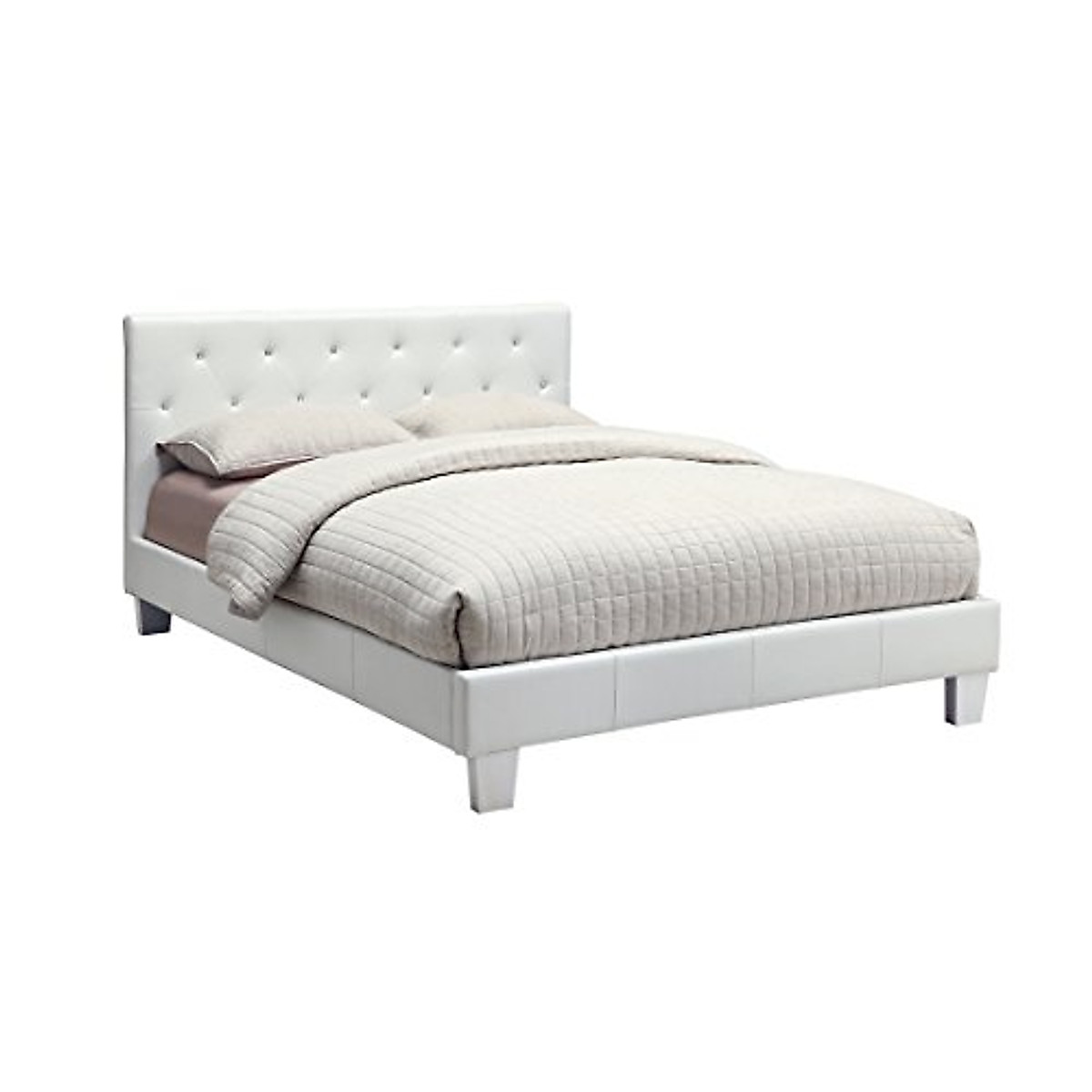 Furniture of America Clarrisse Leatherette Platform Bed, California King, White