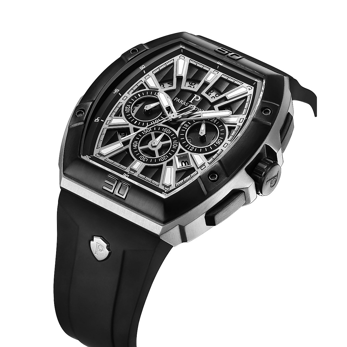 PC PARAS CROWN Mens Watches Luxury Tonneau Quartz Watch for Men Japanese Movement Waterproof Sport Watch, Gifts for Men