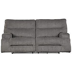 Signature Design by Ashley Coombs Oversized Contemporary 2 Seat Manual Pull Tab Reclining Sofa, Gray