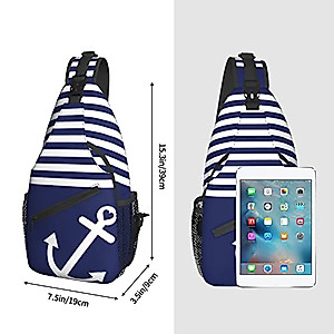 Navy Blue Love Anchor Nautical Sling Bag Crossbody Daypack Travel Hiking Mini Fashion Shoulder Backpack for Men Women Kids