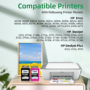 67XL Ink Cartridges Black Color Combo Pack for HP Printer Ink 67 67 XL XXL for Envy 6000 6055 6055e 6052 6058 6075 Envy Pro 6400 6455 6455e 6452 6458 DeskJet 1255 2732 2752 2755 2755e 4140 4152 4155