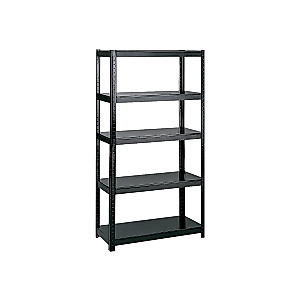 Safco 5 Shlef 36X18X72 Boltless Shelving Rack, Heavy Duty 850lbs Per Shelf, Organize Home, Office, Garage, Classroom and More, Black