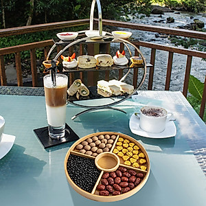 DOITOOL Veggie Tray Vegetable Tray Sectional Snack Serving Tray with Lid Wooden Compartment Nut and Candy Plates Dried Fruit Dishes Containers for Home Appetizer Serving Tray Appetizer Serving Tray