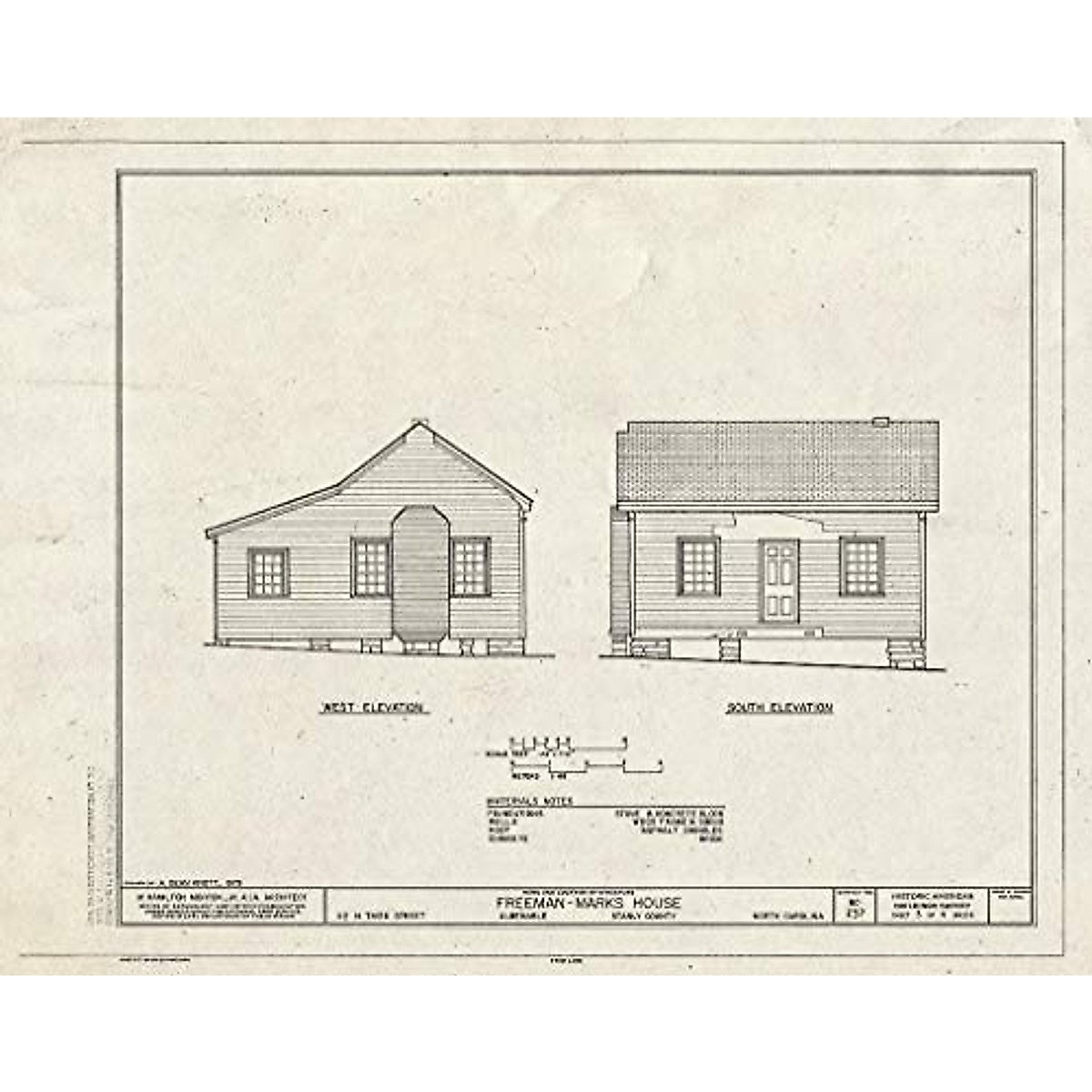 Historic Pictoric : Blueprint HABS NC,84-ALB,1- (Sheet 3 of 4) - Freeman-Marks House, 112 North Third Street, Albemarle, Stanly County, NC 14in x 11in