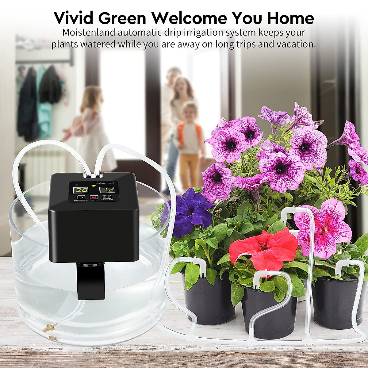 DIY Automatic Drip Irrigation Kit, Indoor Plants Self Watering System with Digital Programmable Water Timer for Potted Plants Vacation Plants Watering