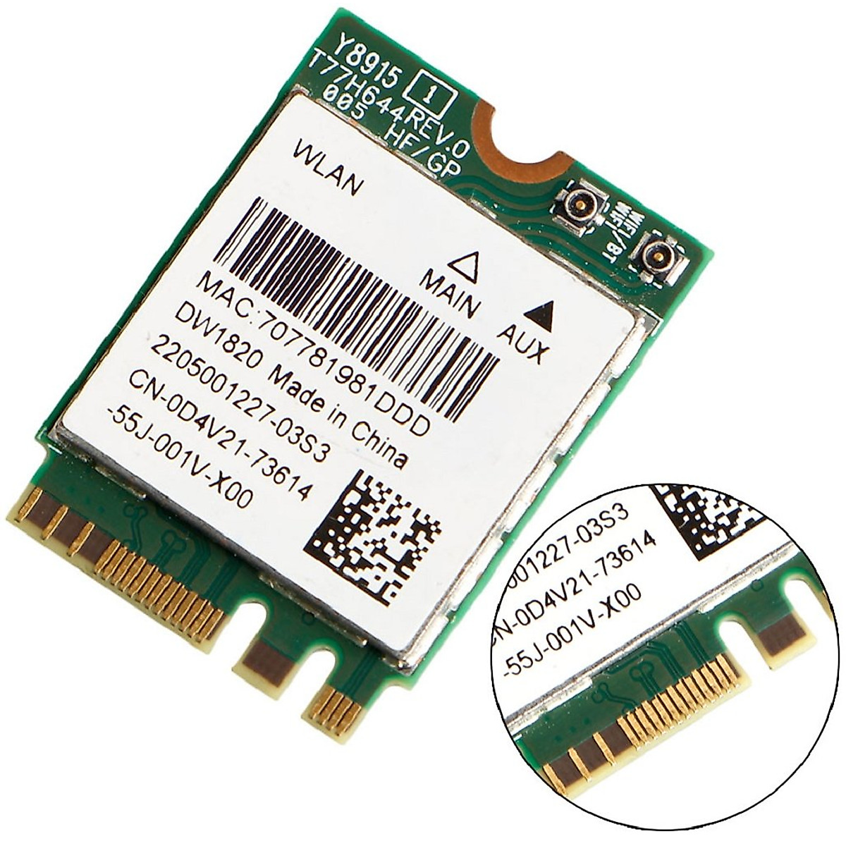 Andiny DELL DW1820 WLAN WiFi Wireless 802.11AC NGFF Mini WLAN WiFi Card QCNFA344A D4V21