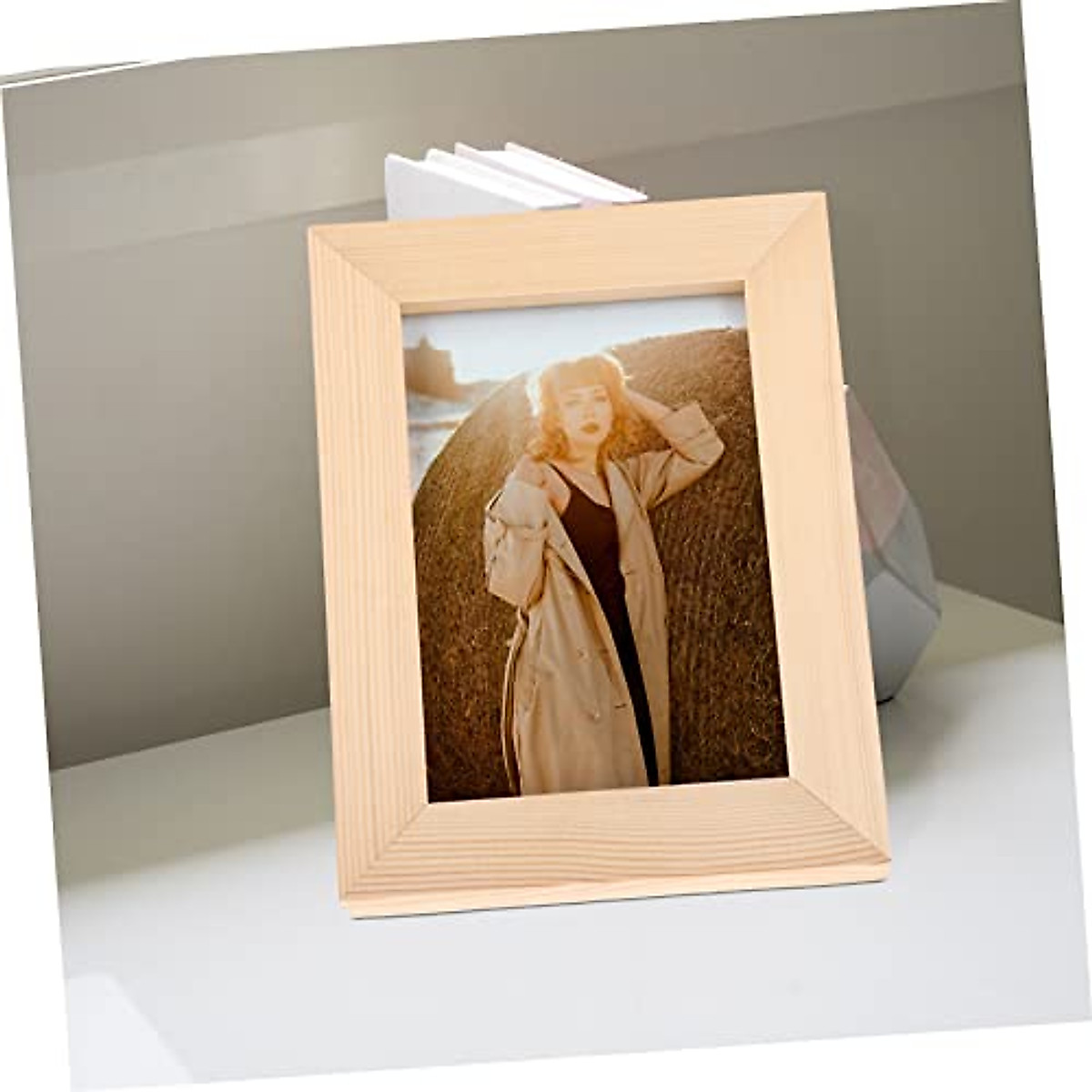 HOMSFOU 6pcs photo frame wood table decor tablescape decor natural wood frame picture frames stand photo display frame 5x7 picture frame Photo Holder Frame for Picture Frame for Photo nail