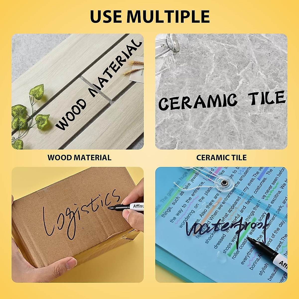 Permanent markers, 100 packs permanent markers bulk, quick drying in one second, waterproof, smooth, not easy to erase, durable, can be marked on glass, tiles and cloth, office supplies