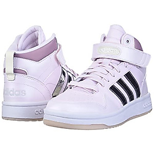 adidas Women's Postmove Mid Basketball Shoe, Almost Pink/Silver Metallic/Magic Mauve, 7