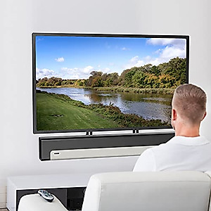 WALI Sound Bar Mount Bracket for Mounting Above or Under TV, Fits 32 to 70 inch TVs, 33 lbs. Weight Capacity (SBR201), Black