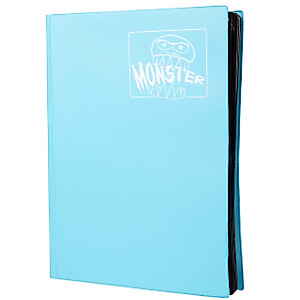 Monster Binder - 9 Pocket Trading Card Album - Matte Blue (Anti-Theft Pockets Hold 360+ Yugioh, Pokemon, Magic The Gathering Cards)