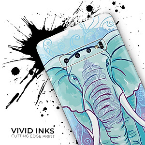 DesignSkinz Flourished Blue & Purple Sacred Elephant Protective Vinyl Decal Wrap Skin Cover Compatible with The Samsung Galaxy S20 (Screen Trim & Back Glass Skin)