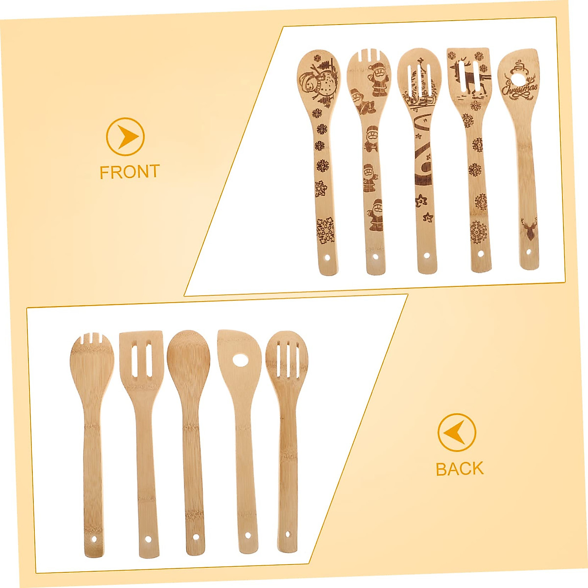 5pcs Bamboo Shovel Christmas Kitchenware Bamboo Tool Kitchen Supplies Festival Shovel Christmas Shovel Party Cooking Cooking Supplies Christmas Bamboo Kitchenware