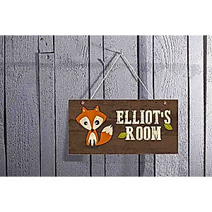 Fox Sign,Personalized Sign, Kid's Name, Kids Door Sign, Baby Nursery Wall Decor, 5" x 10" Sign, Signs