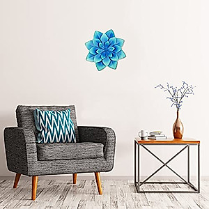 YIYA 13" Metal Flower Wall Decor Multiple Layer Flower Wall Art Wall Art Decorations Hanging for Balcony Patio Porch Bedroom Living Room Garden (Sky Blue)