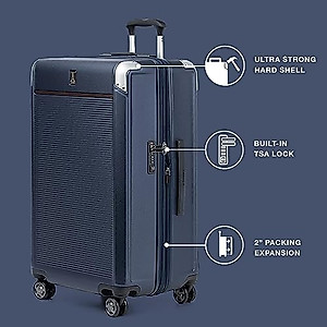 Travelpro Platinum Elite Hardside Expandable Spinner Wheel Luggage TSA Lock Hard Shell Polycarbonate Suitcase, True Navy Blue, Checked Large 28-Inch