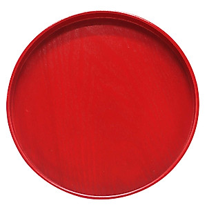 Round Solid Wood Serving Tray, Non-Slip Tea Coffee Snack Plate Food Meals Serving Tray with Raised Edges for Home Kitchen Restaurant(8.2inch,Red)