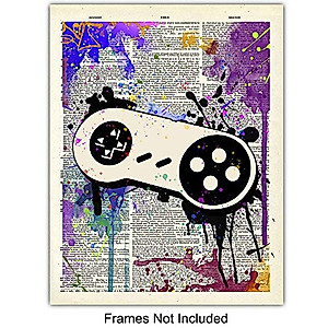 Remote Control Wall Art Set - Gaming Graffiti Decor - Gift for Gamers, Xbox, PS4, Playstation, Video Game, Arcade Fan, Men, Teens - Urban Street Art Poster - Game Room, Dorm, Bar, Boys Room, Bedroom
