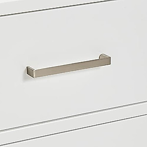 ARIEL 42" White Bathroom Vanity Base Cabinet, Single Sink Configuration, 2 Full Extension Dovetail Drawers, Brushed Nickel