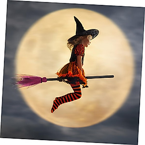 MOLUCKFU Halloween Broom Wizard Flying Broom Brooms Party Cosplay Props Goblincore Room Decor Indoor Broom Retractable Halloween Witch Broom Besom Supplies Broom Props Mini Pot Plastic Rosy