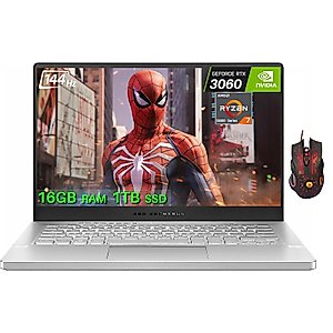 ASUS ROG Zephyrus Gaming Laptop 2023 Newest, 14" FHD 144HZ Display, AMD Ryzen 7 5800HS(Up to 4.4 GHz), NVIDIA GeForce RTX 3060 Graphics, 16GB RAM, 1TB SSD, Bluetooth, Wifi6, Windows 11 Home, White