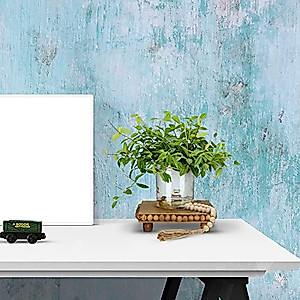 Wood Beaded Trivet and Wood Bead Garland Set Square Brown Wooden Riser Retro Farmhouse Riser White Boho Decorative Beads with Tassel Decorative Beads for Coffee Bar, Bathroom, Kitchen Island