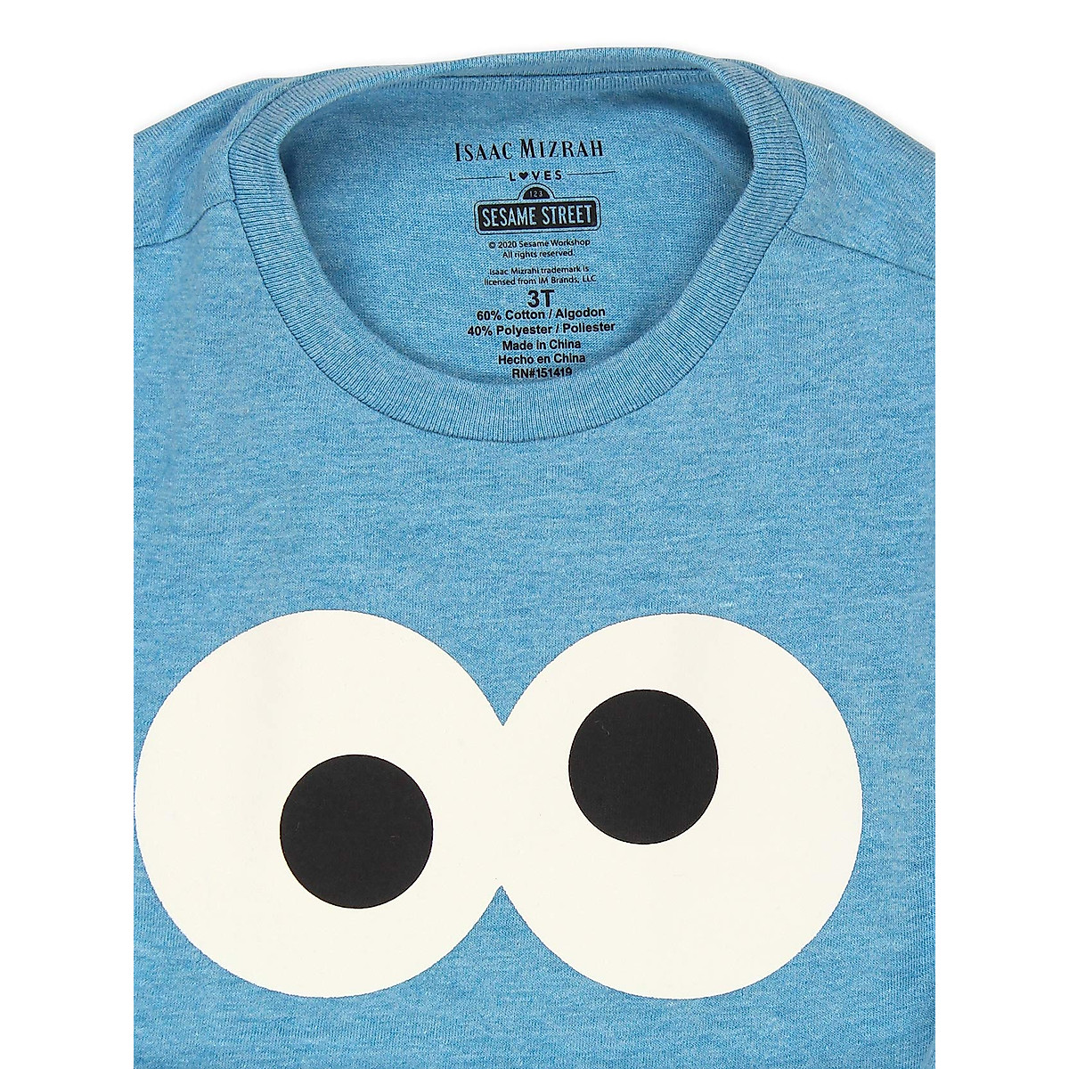 Isaac Mizrahi Loves Sesame Street Cookie Monster Toddler Baby Short Sleeve Tee (3T, Blue)
