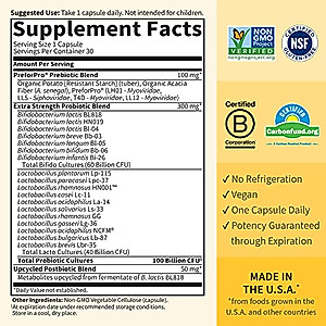 Garden of Life Dr Formulated Once Daily 3-in-1 Complete Probiotics, Prebiotics & Postbiotics Supplement for Women and Men’s Digestive & Immune Health – Extra Strength, 100 Billion CFU, 30 Day Supply