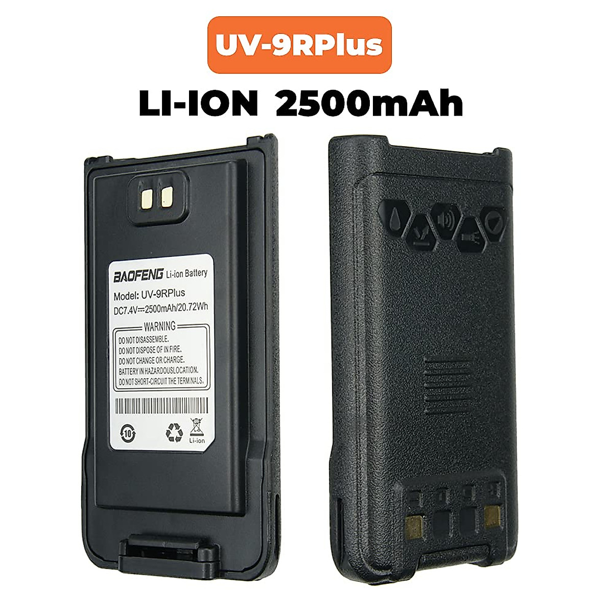 Vineyuan 7.4V 2500mAh Li-ion Replacement Battery for Baofeng UV-9R Plus Two Way Radio Battery
