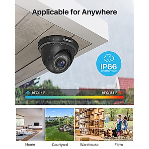 ZOSI 1080P HD Security Camera Indoor Outdoor,1920TVL 2.0MP 4-in-1 HD TVI/CVI/AHD/CVBS CCTV Camera,Weatherproof,80ft IR Night Vision,for 960H,720P,1080P,5MP,4K Analog Home Surveillance DVR System