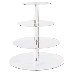 YestBuy 4 Tier Cupcake Stand, Acrylic Cupcake Tower Stand, Premium Cupcake Holder, Clear Cupcake Display Tree Tower Stand for 52 Cupcakes, Display for Pastry Wedding Birthday Party (4 Tier Round)