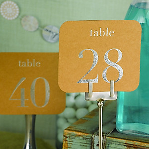 Hortense B. Hewitt 40-Count Kraft Table Number Cards, 1-40, Silver Foil