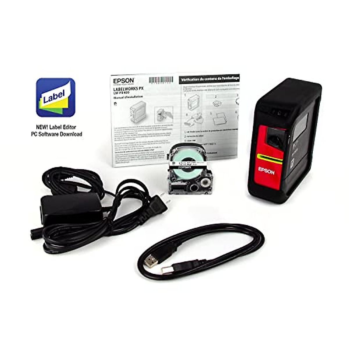 LABELWORKS Epson LW-PX400 Industrial Label Maker Kit - Complete Kit with Accessories, Shrink Tube and Self-Laminating Wrap Compatible, Portable Wireless Label Printer