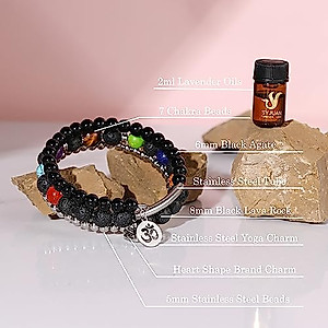 SYJUAN Coolest Mindfulness Yoga Gifts 7 Chakra Bracelet Multi Layer Worry Stone for Anxiety Aromatherapy Diffuser Reiki Meditation Gifts for Women