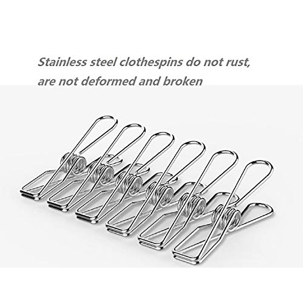 Clothes Pins 40 Pack Stainless Steel Clothesline Clips 2.2" ClothesPins Outdoor Indoor Laundry Drying Piece Clothesline Pins for Home and Office Fastener