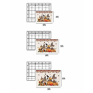 Outdoor Patio Rugs Fall Maple Leaves Gnome Outdoor Area Rug Harvest Pumpkin Sunflower Non-Slip Backyard/Camping RV Rug/Deck/Porch Rug Front Door Floor Mat Carpet,4x6ft,