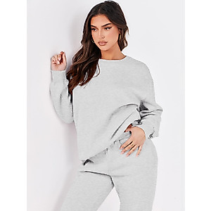 ANRABESS Women's Two Piece Outfits Lounge Set Long Sleeve Crewneck Sweatshirt Jogger Pants Tracksuit Sweatsuit 2024 Fall Sets Small