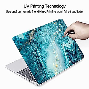 MAITTAO MacBook Air 13 Inch Case 2020 2019 2018 Release Model A1932 A2179 A2337 M1, Durable Hard Case Cover with Laptop Sleeve & Keyboard Cover for Mac Air 13.3 with Retina Touch ID, Marble Blue