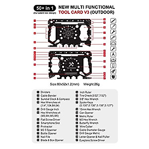 USA Toolbars Wallet Multitool Card – 46 in 1 Innovative Gift Stainless Steel Business Credit Card – Black – Multi-Tool (Screwdrivers, Can Opener, Butterfly Wrench, Phone Stand & More)