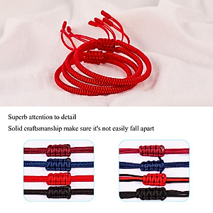 ASEWIHA Tibetan Lucky Red String Woven Bracelet for Protection Men Women Good Luck Red Thread Bracelet Handmade Knots Red Black Cord Rope Bracelet Adjustable,E