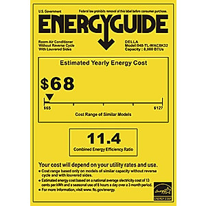 DELLA 8000 BTU Smart Window Air Conditioner with WiFi, GEO Auto Temp On/Off For Where You Are, Energy Star Certified, Remote/App Control, Quiet Operation, With Easy Install Kit, Cools 300-350 Sq.ft
