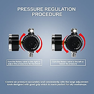 LE LEMATEC Air Compressor Regulator Valve with Pressure Gauge, for Precise Control in Air/Pneumatic Tool Applications, Spray Painting, Tire Inflation and More, ¼ NPT, Up to 140 PSI (AR-02)