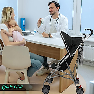 AmorosO Single Umbrella Stroller for Toddler, Travel Stroller for Babies - Sunlight and Light Rain Protection - Baby Stroller with Four EVA Wheels - Travel-Ready Stroller - Round Canopy (Black/White)