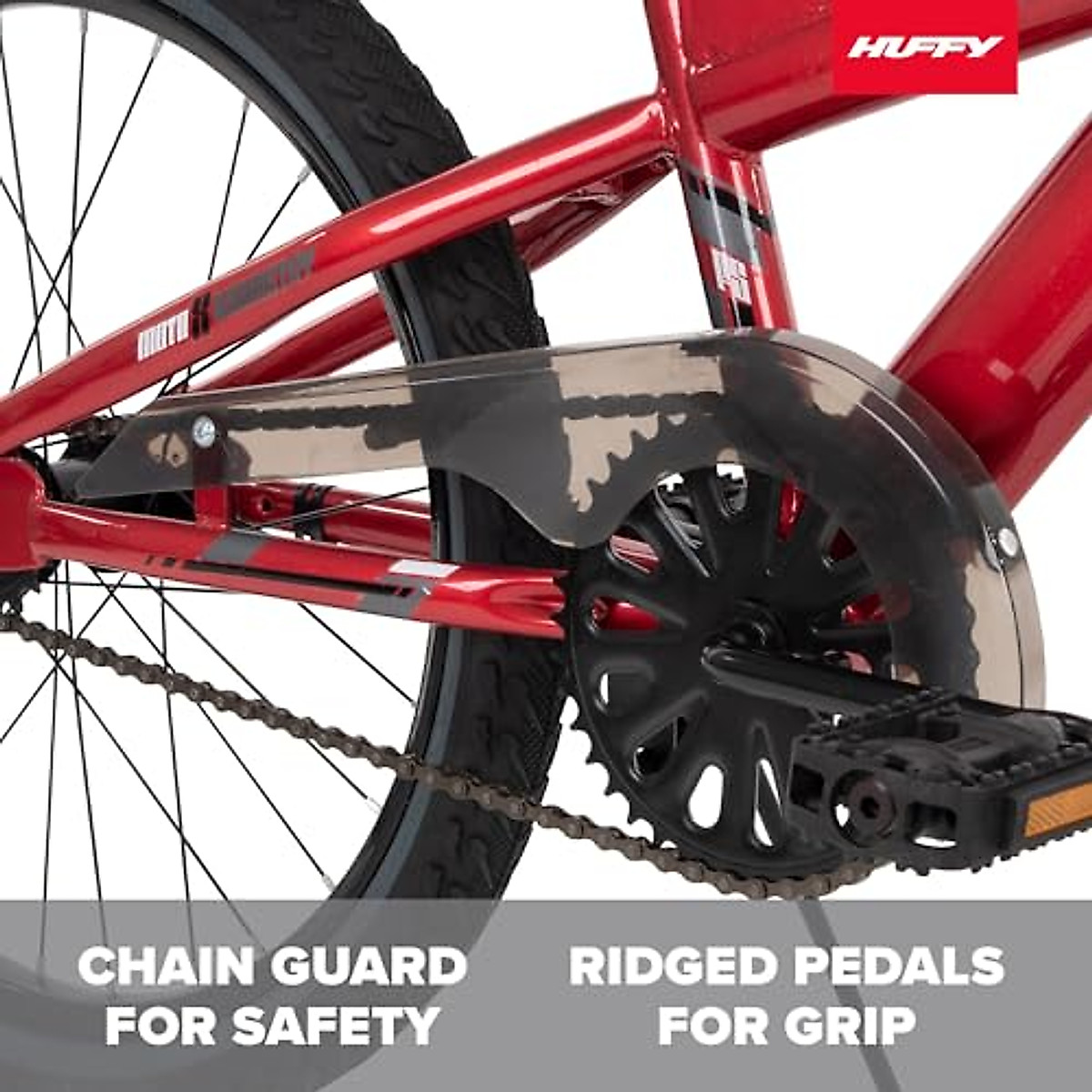 Huffy Ignyte Boy's 20" Boy's BMX Bike, Beginner Level Rider, Ages 5-9 Years Old, BMX Pegs and Kickstand Included, Adjustable Comfort, Durable Steel Frame, Fast and Easy Assembly, Red