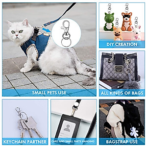 Key Chain Swivel Hooks, Anezus 100pcs Keychain Hardware Metal Swivel Snap Hook Lanyard Clips Hooks with Keychain Rings for Keychain Hardware and Lanyard Charms