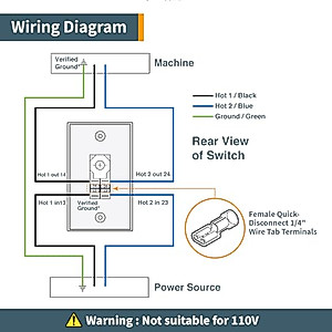 POWERTEC 71577 230V Magnetic Paddle Switch, 1-1/2 HP, fits Table Saw, Router Table, Drill Press, Bench Saw, Band Saw