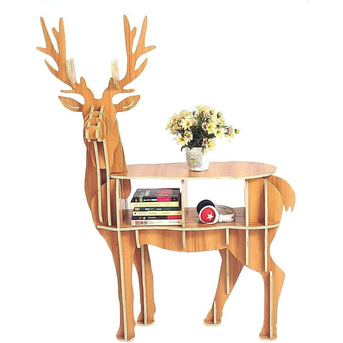 ROLTIN Storage Shelf DVD Bookcase Storage Rack Bookshelf Animal Shelf Male Deer Shape Flower Stand Model Room Coffee Table Clothing Store Landing Decoration (Size : 108 * 52 * 1