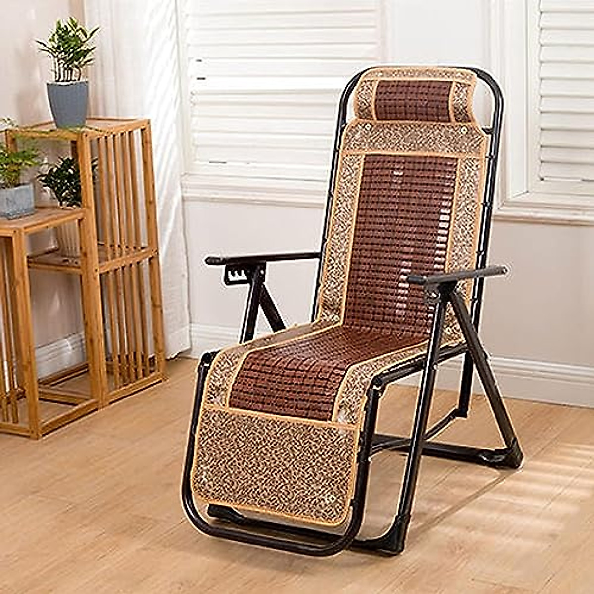 RUVOO Zero Gravity Chair Lounge Chair Bamboo Chair Folding Recliner Lunch Break Nap Backrest Seat Home Leisure Portable Adjustable Armchair for Beach Garden Folding Recliner Chair Patio Lounge Chair