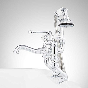 Signature Hardware 906537 Glenwood Deck Mounted Roman Tub Filler with Variable Couplers- Includes Telephone Style Hand Shower